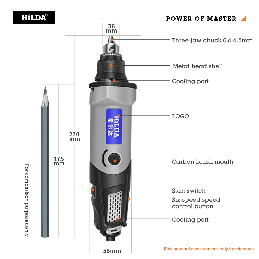 HILDA Electric Drill Rotary Tool Electric Tools Variable Speed 400W ...
