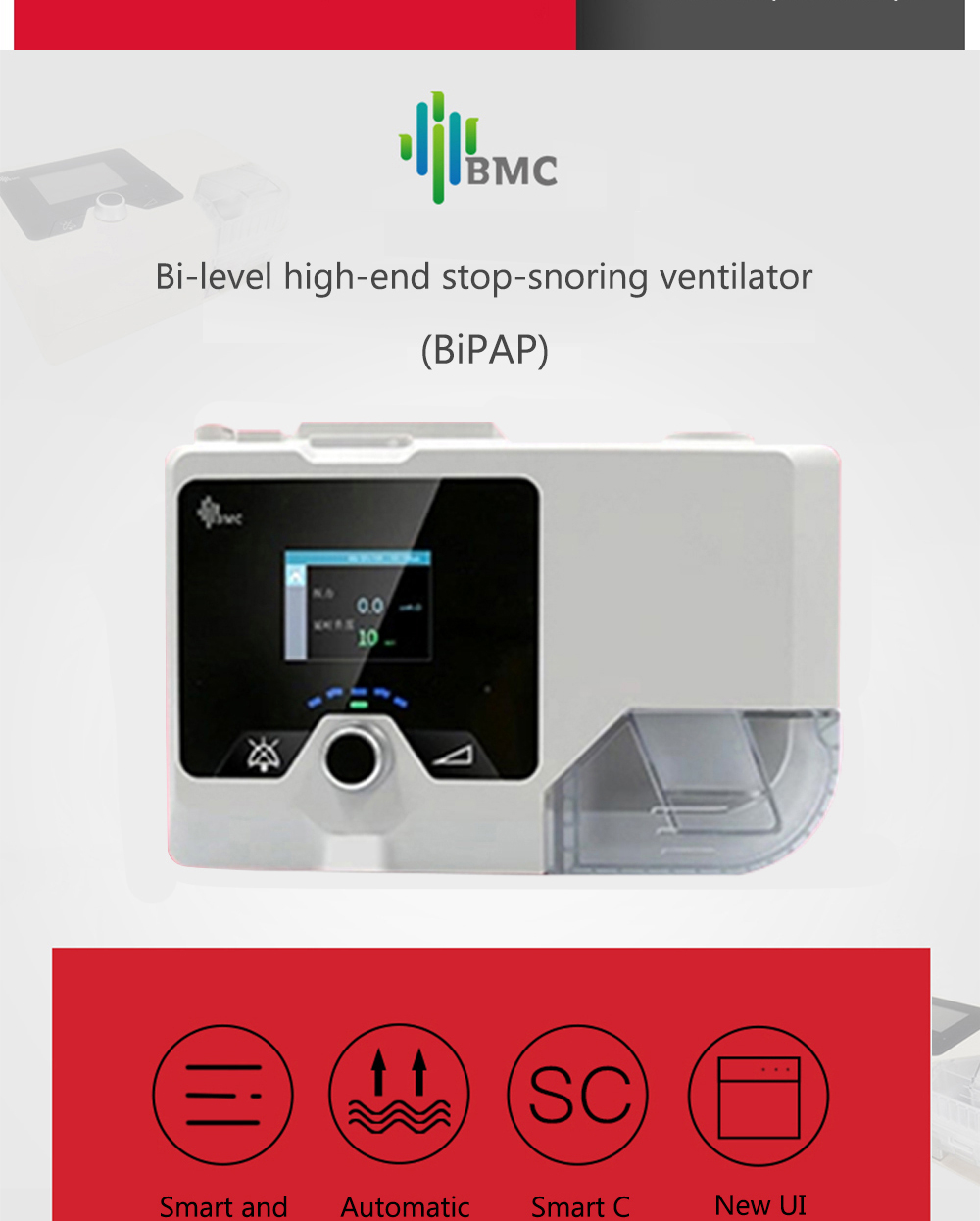 BMC Auto Bipap Bi-Level/CPAP Sleep Apnea Machine G2S B20A Treat Snoring ...