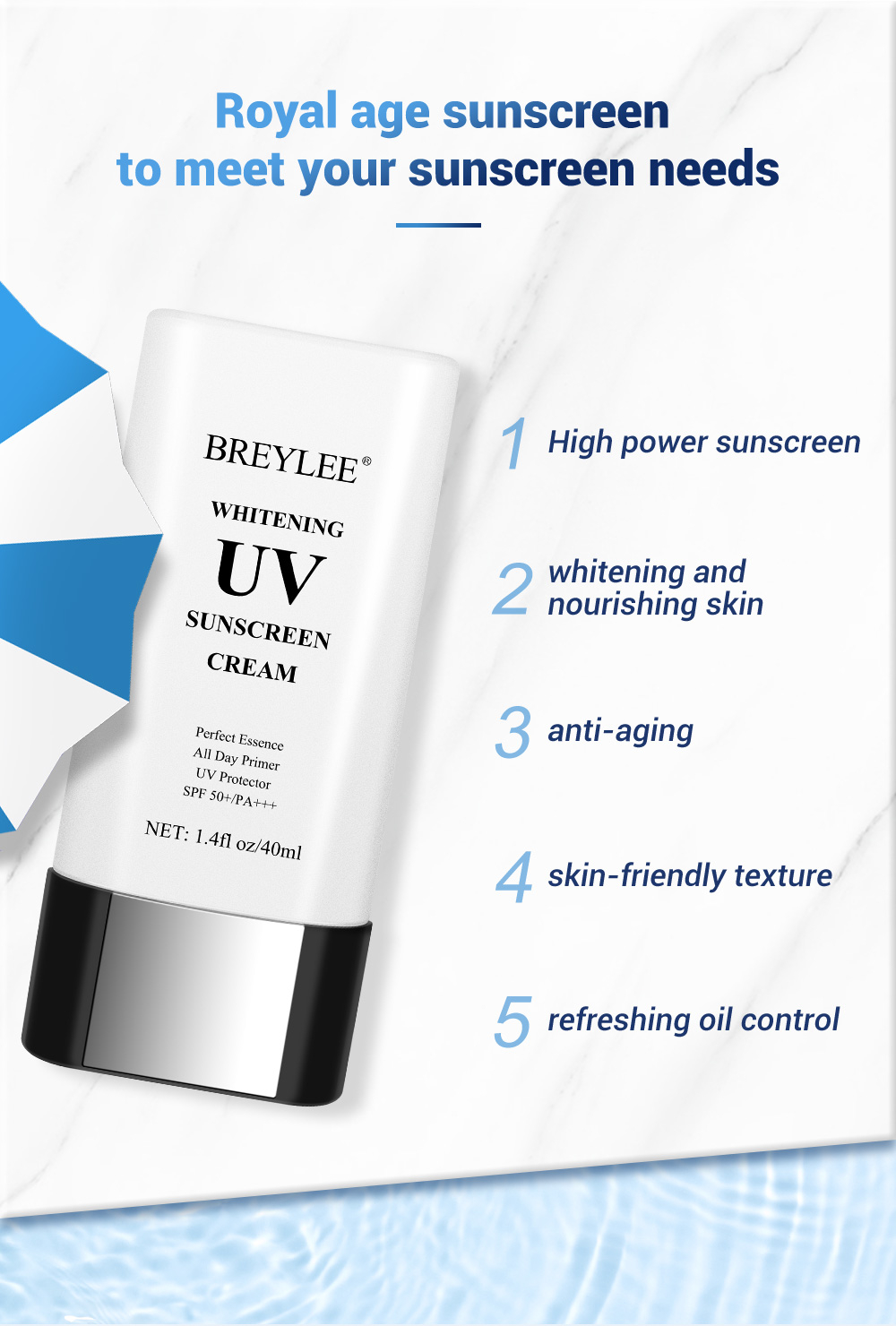 BREYLEE Sunscreen Cream Sunblock Whitening Sunscreen UV SPF50+++ Face ...