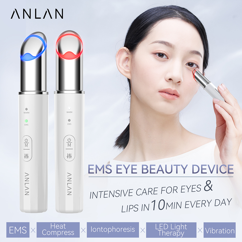 ANLAN Eye Massager EMS Hot Compress Vibration Red Blue Light Therapy ...