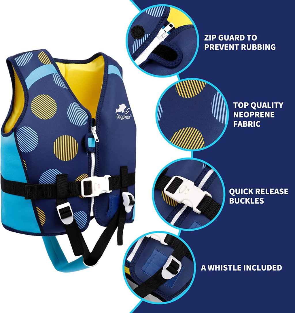 Gogokids Swim Life Jacket Kids Life Vest Adjustable Swimming Life ...