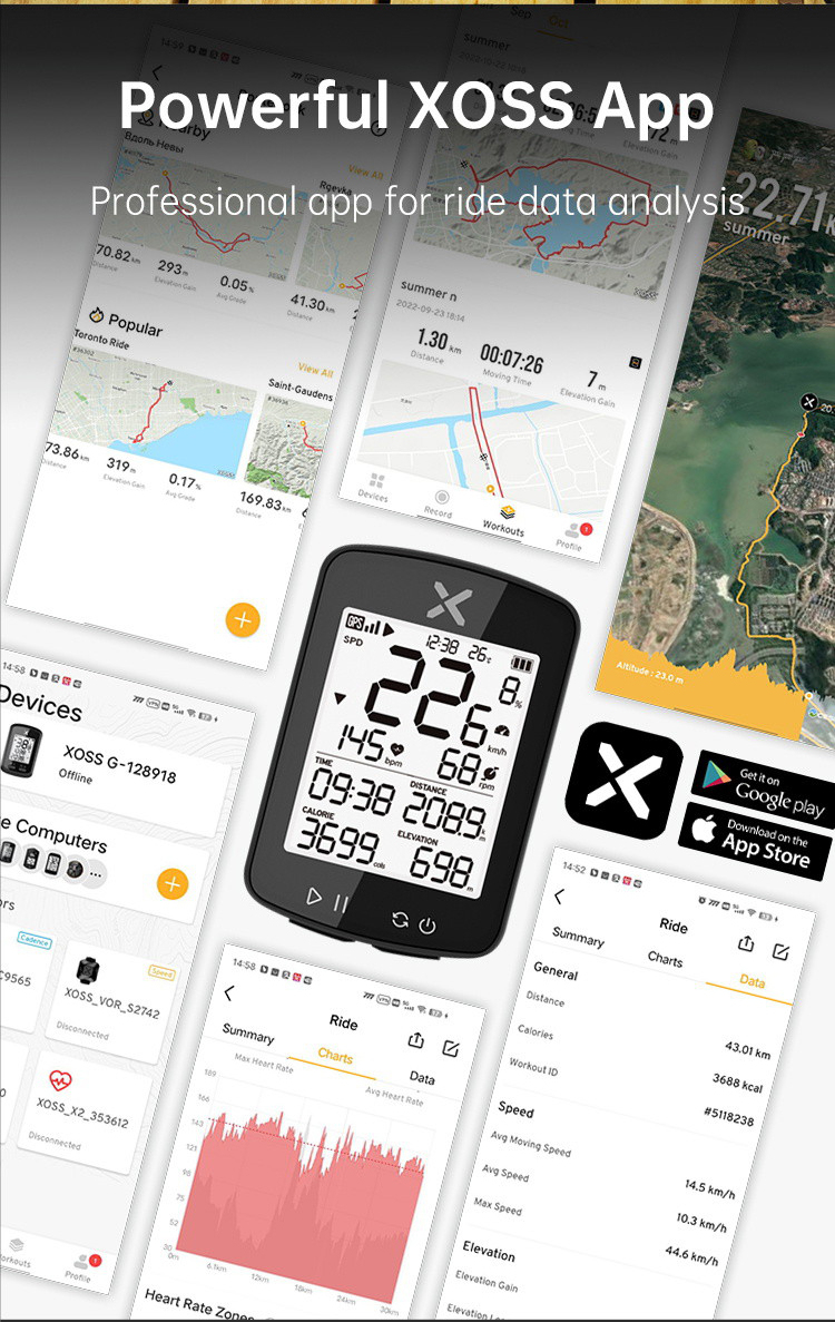 【local ship】XOSS G2 Speedometer for mtb Bike Computer Wireless GPS ...