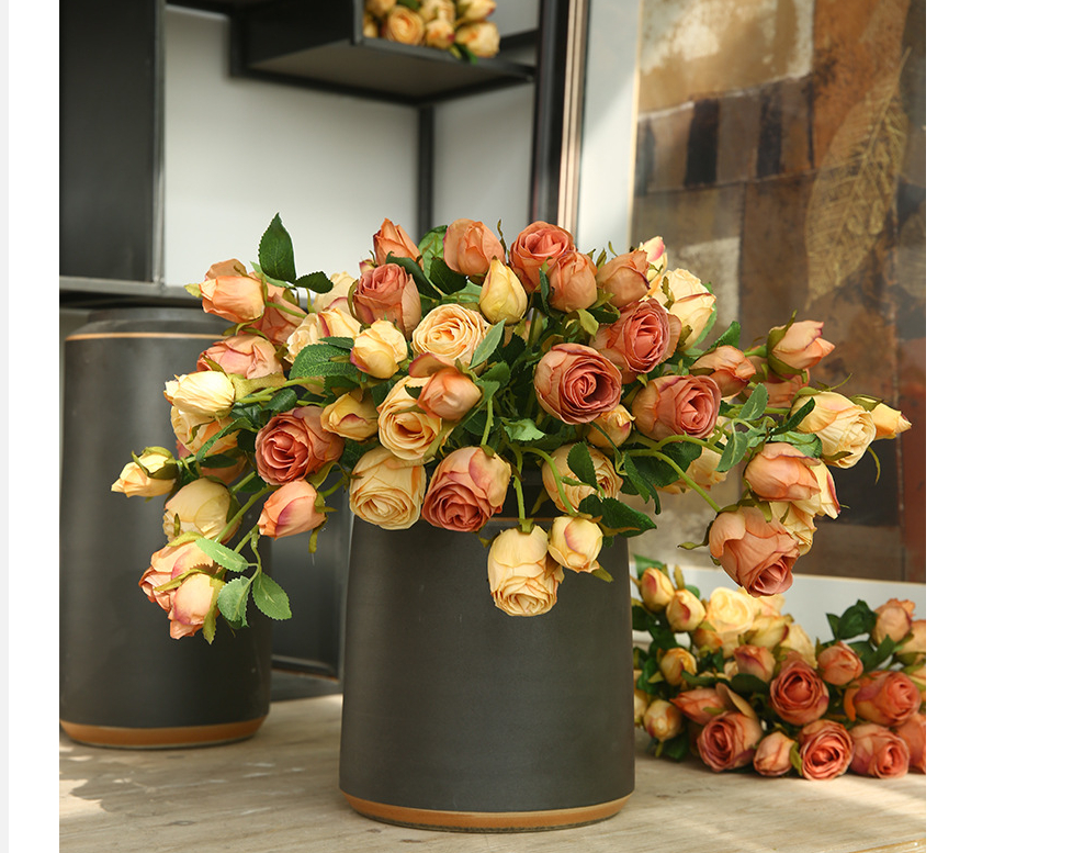 Roses Artificial Flower Two-end Roasted Edge Rose Furniture Living Room ...
