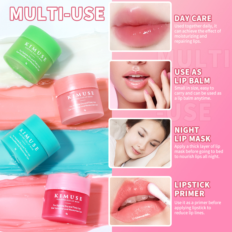 KIMUSE SLeeping Kiss Lip Mask Set/4PCS Moisturizing Lip Balm Soft And ...