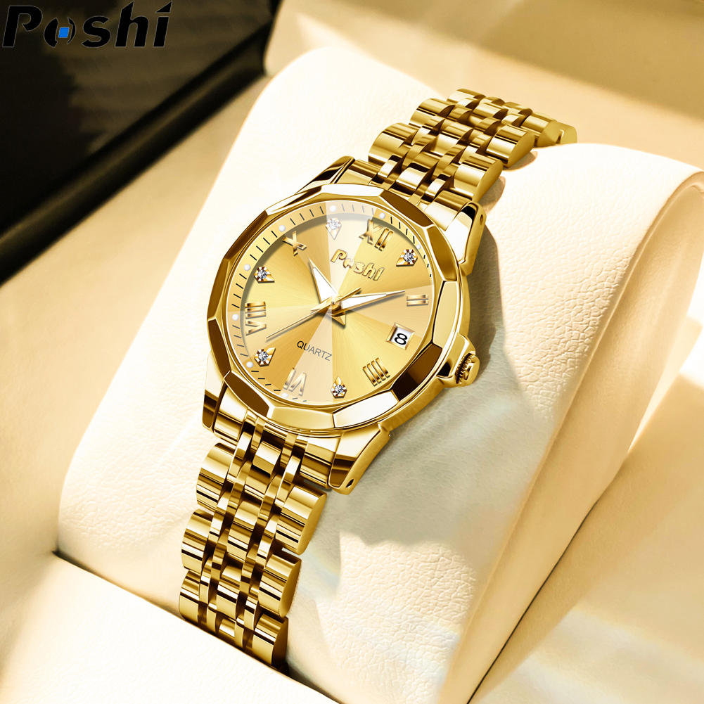 POSHI Watch For Woman Waterproof Original Luminous Date Quartz Women ...