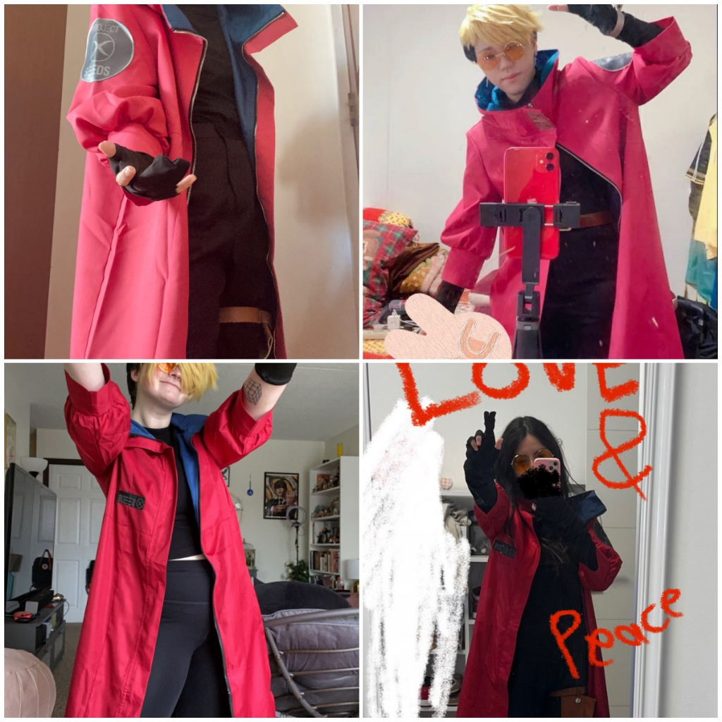 Anime Trigun Vash The Stampede Cosplay Costume Red Coat Pants Fantasia ...