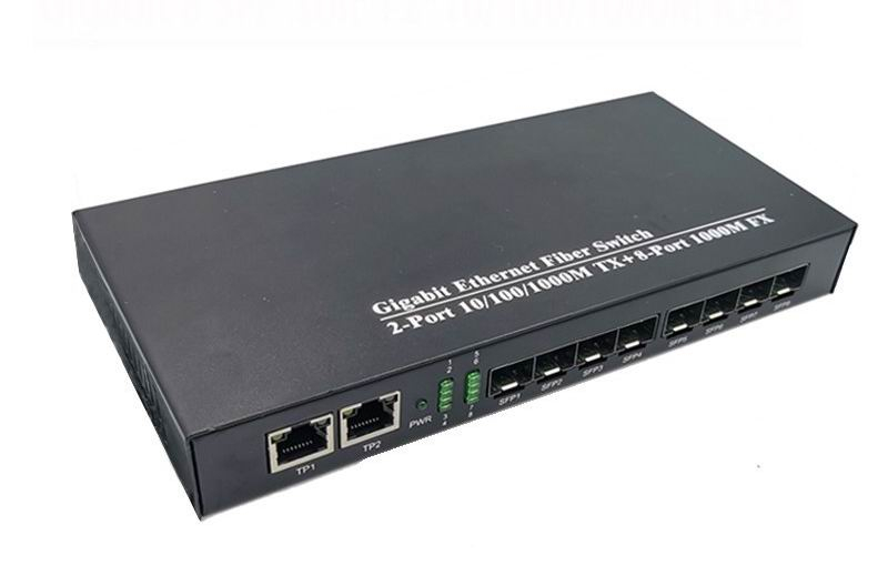 Fiber Optical Switch 8 SFP 2 1000M RJ45 Port Industrial Grade Gigabit Ethernet Switch Media ...