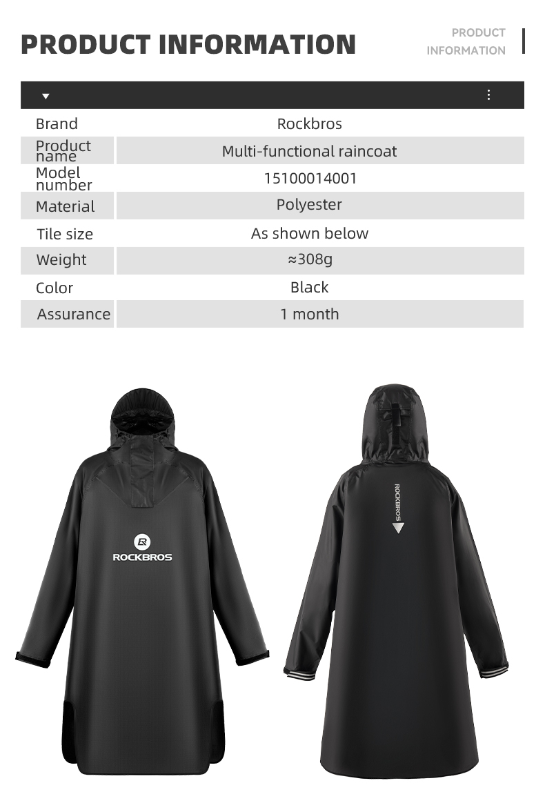 【PH Delivery】ROCKBROS Motorcycle Raincoat Single Person Poncho Makapal ...