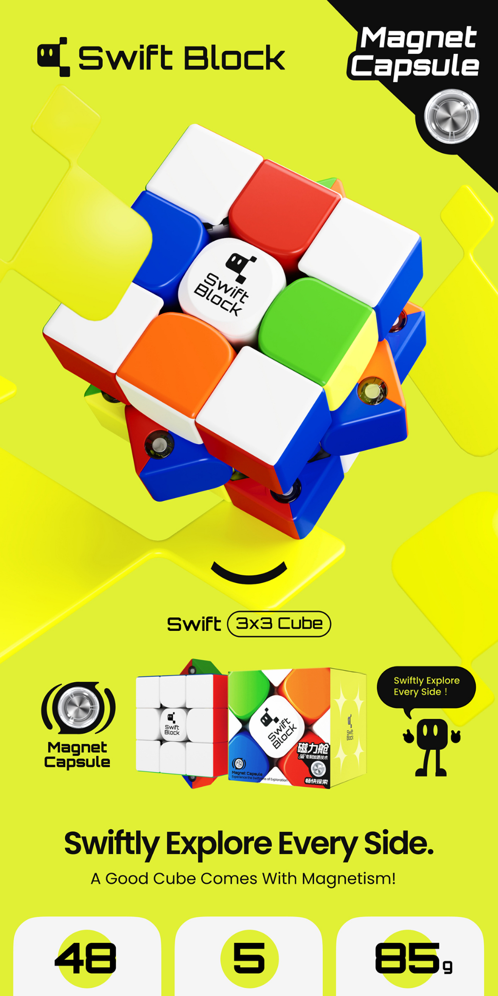 Gan Swift Block 355S Magnetic 3x3 Beginners Cube Puzzle Toys | Shopee ...