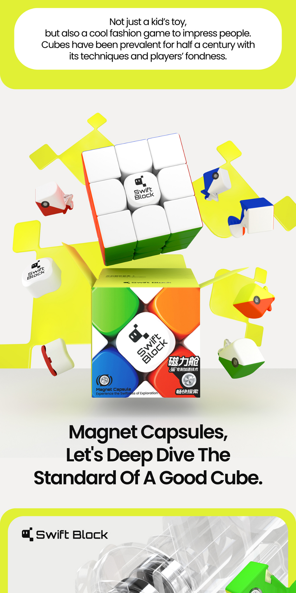 GANCube Swift Block 355S Magnetic 3x3 Beginner Cube Puzzle Toys ...