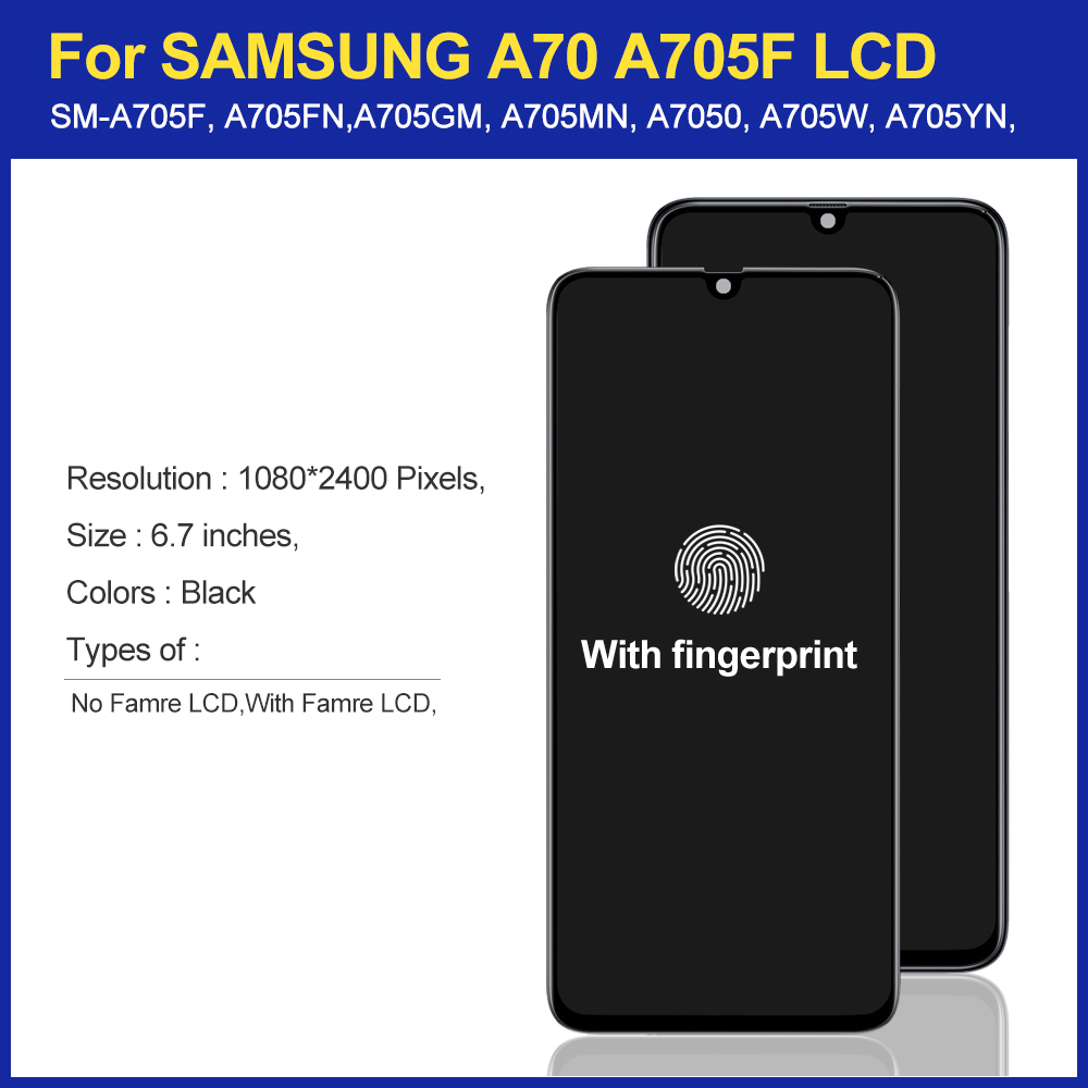 Original AMOLED LCD For Samsung Galaxy A70 A705 A705F A705FD LCD with ...