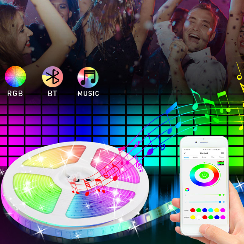 5M-30M Bluetooth LED Strip 5050 IP20 RGB Strip LED Light Flexible ...