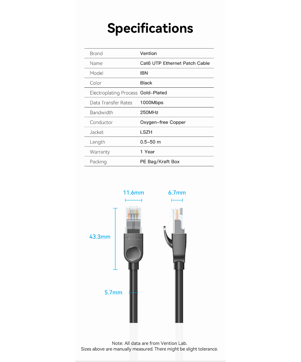 Vention CAT6 Ethernet Cable UTP 1000Mbps RJ45 Gigabit Network Lan Cable ...