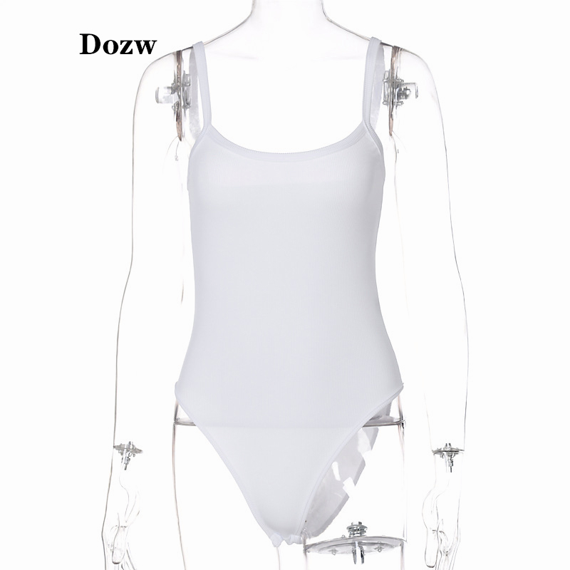 DOZW Strap Solid Bodycon Sexy Body Casual Basic White Bodysuit Women Top | Shopee Philippines