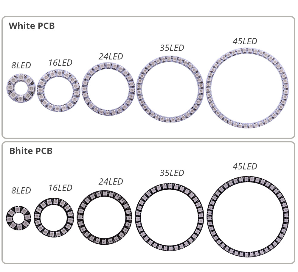 WS2812B 8/16/24/35/45 Leds Pixel Ring Addressable Led Modules RGB Full ...