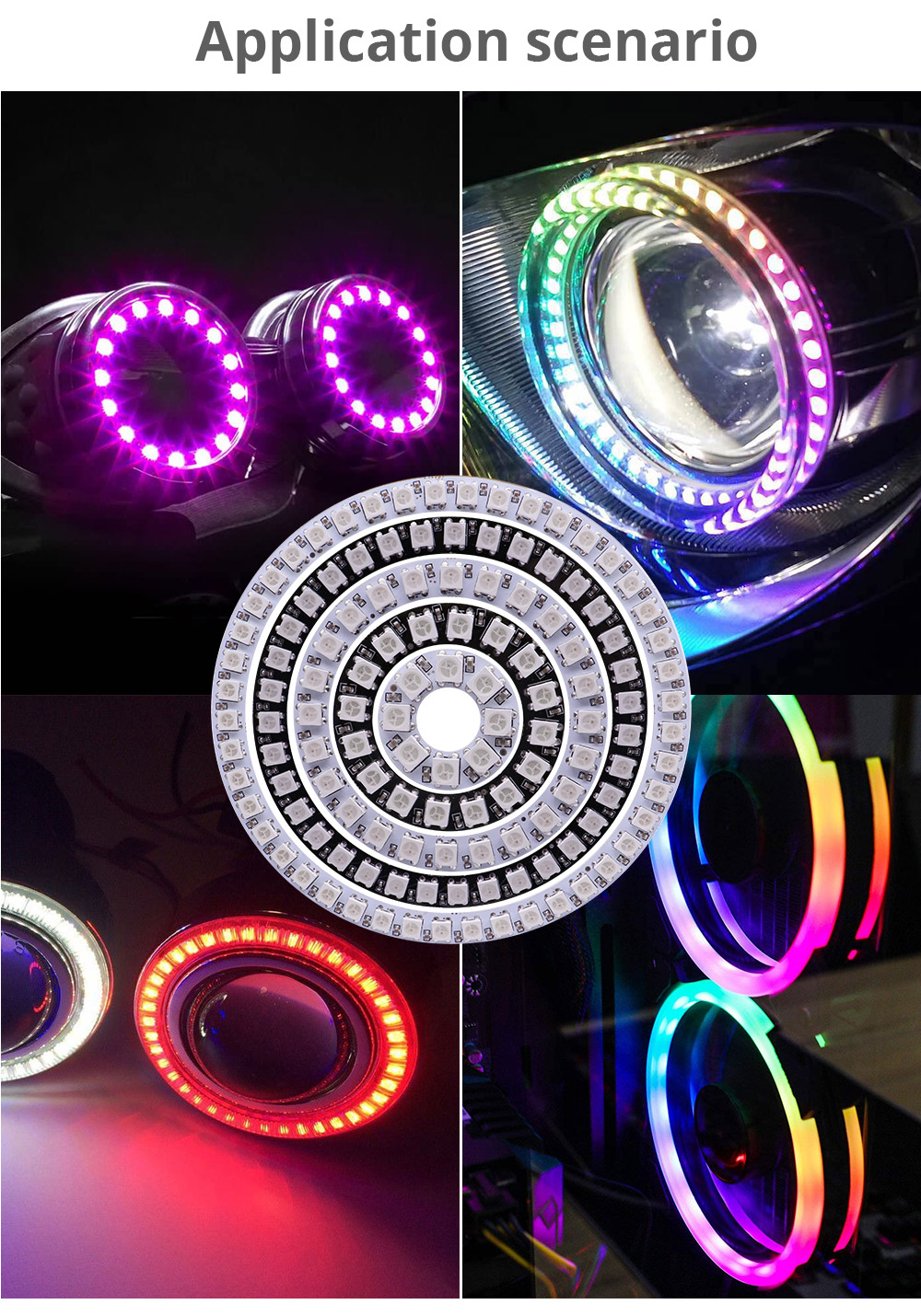 WS2812B 8/16/24/35/45 Leds Pixel Ring Addressable Led Modules RGB Full ...