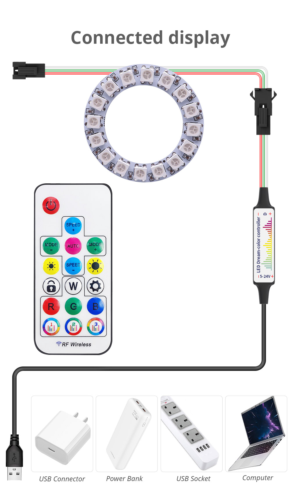 WS2812B 8/16/24/35/45 Leds Pixel Ring Addressable Led Modules RGB Full ...