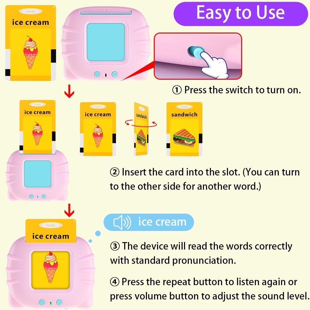 Flash Card Reader Early Education Portable Pronunciation Oral learning ...