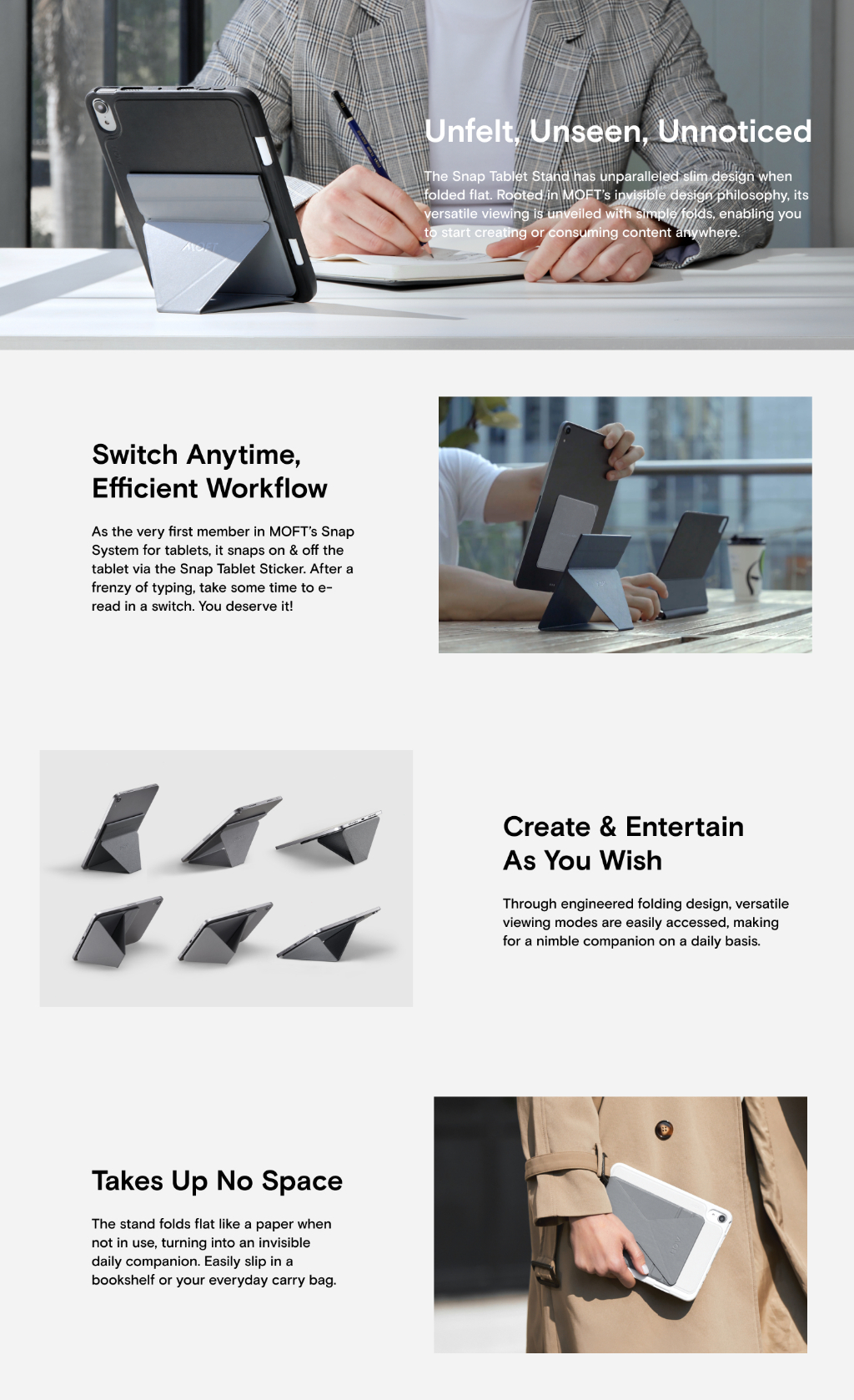 MOFT Snap Tablet Stand, Adjustable, Foldable, Portable, Swith-friendly ...