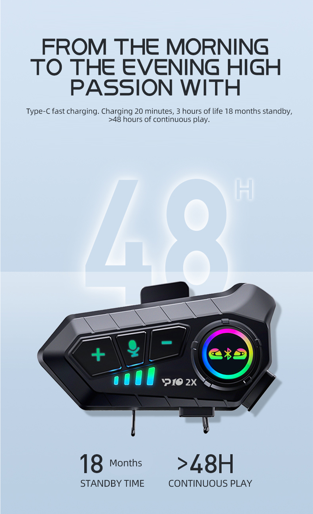 (Local Seller) Y10 2X Motorcycle Helmet Intercom For 2 Riders Stereo ...