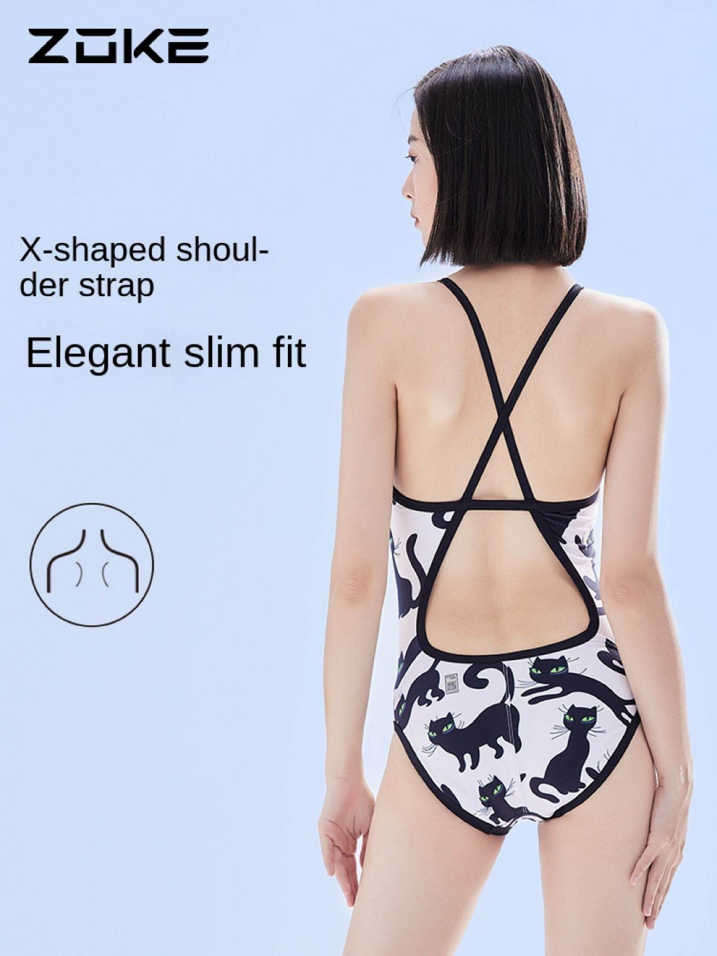 2023 ZOKE Competitive Swimsuit Professional Female UPF50+ Sporty Swimwear Competition Female ...