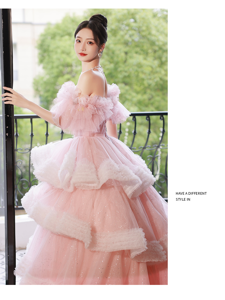 Pink Gown For Js Prom Dress Sen Series Tailed Evening Dress Ball Gown ...