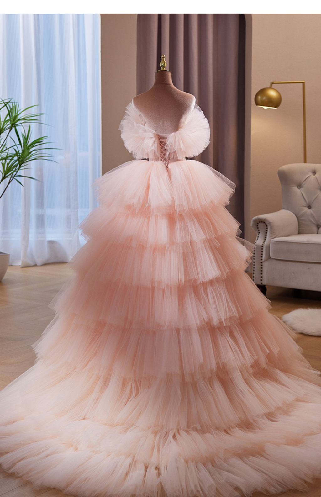 Pink Ball Gown For Js Prom Dress Princess Style Tailed Evening Dress ...
