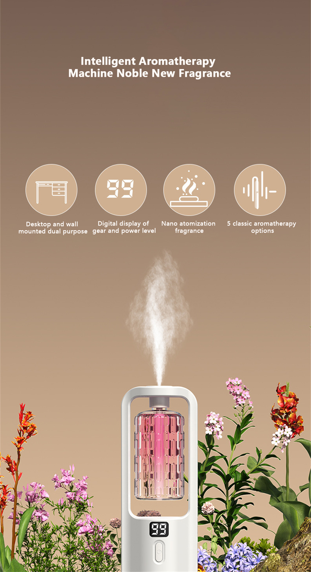 Digital display Rechargeable Fragrance Machine Automatic Aroma Diffuser ...