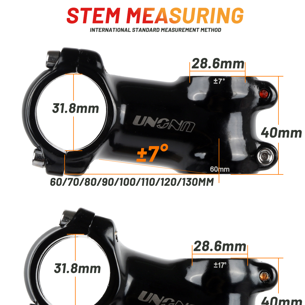 UNO Stem 7°/17°/25°/35°Ultralight Alu Mountain Bike Stem 31.8*60/70/80 ...