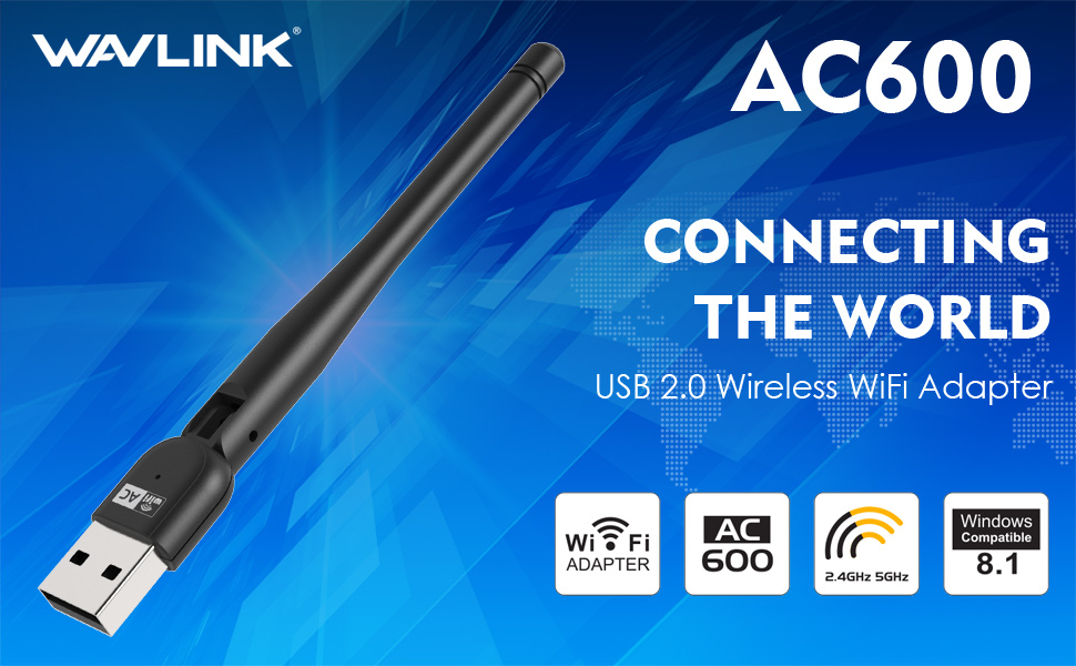 Wavlink AC600Mbps 5G 2.4G Dual-band USB Wireless Network Adapter ...