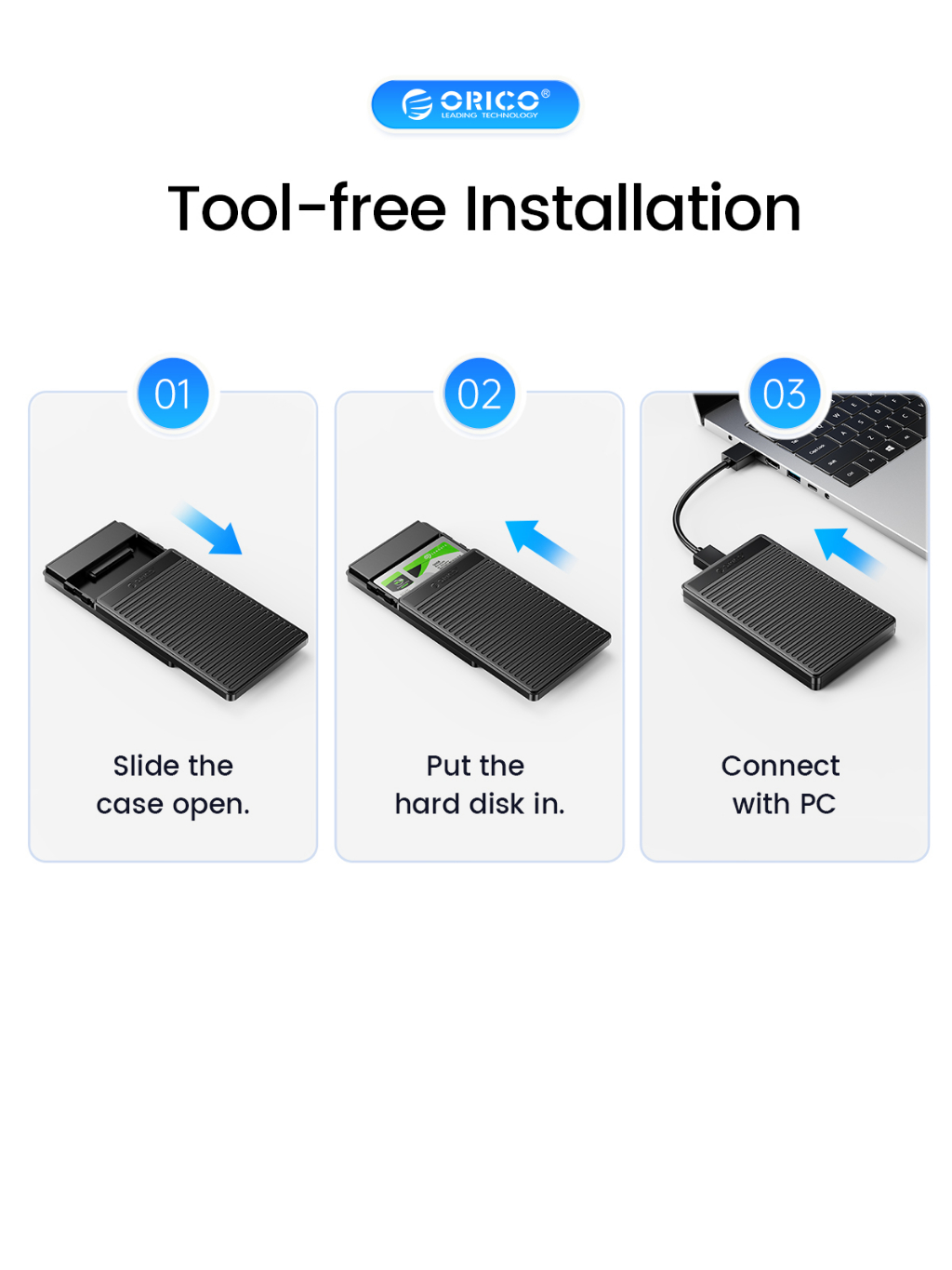 ORICO hdd Enclosure 2.5 SATA to USB 3.0 Type C External Hard Disk Case ...