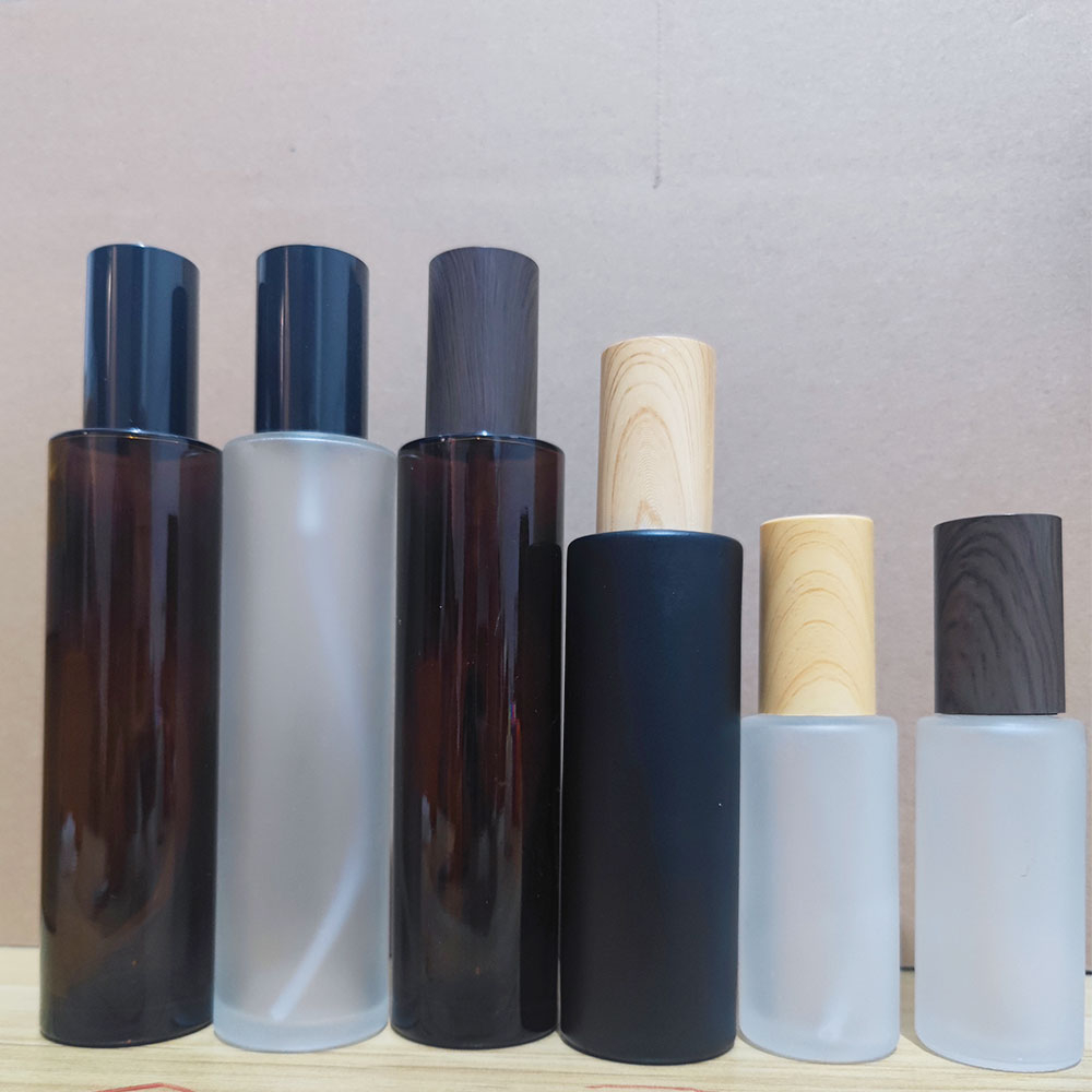 Black wood Spray bottle frosted glass lotion sub bottle 20ml 30ml 50ml ...