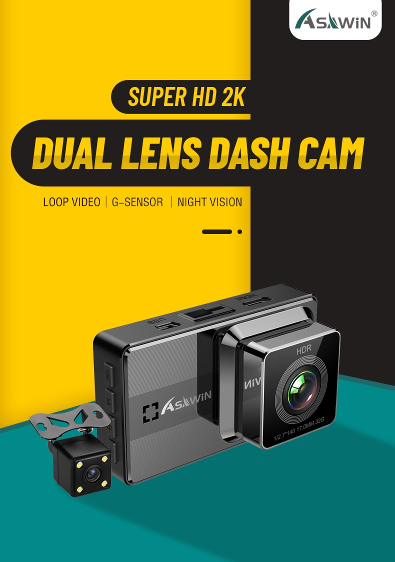 Asawin A12SW Wifi Dual lens Dashcam Front And Back For Car Camera 24H ...