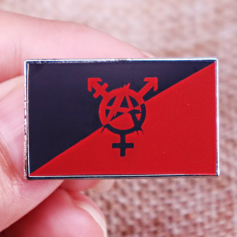 Trans Anarchy Symbol Enamel Pins Anarchist Anarcho Syndicalism flag ...