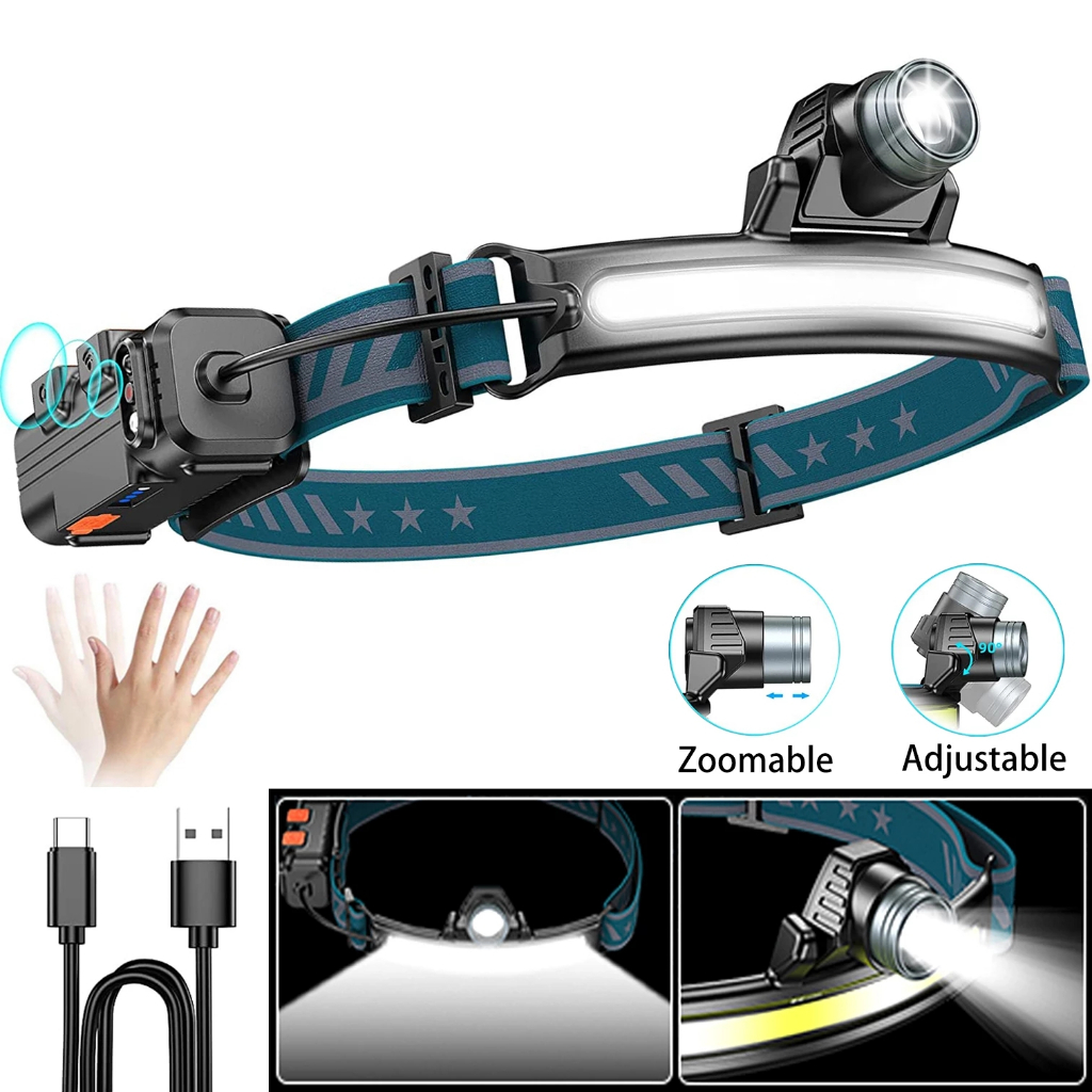 Led Head Lamp Flashlight Rechargeable Waterproof Super Light Headlight ...