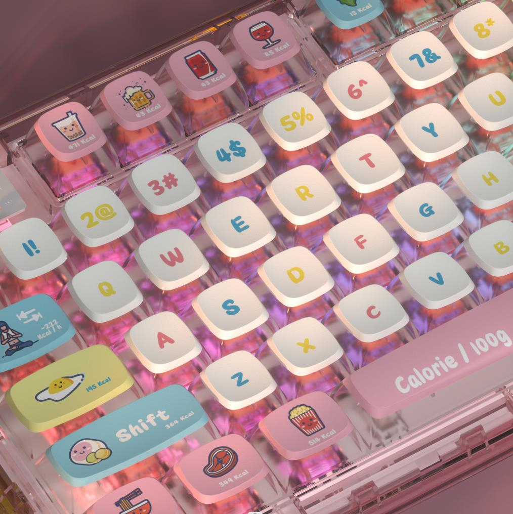 PIIFOX Calories Transparent Key Cap PBT Key Cap Double Leather Milk Key ...