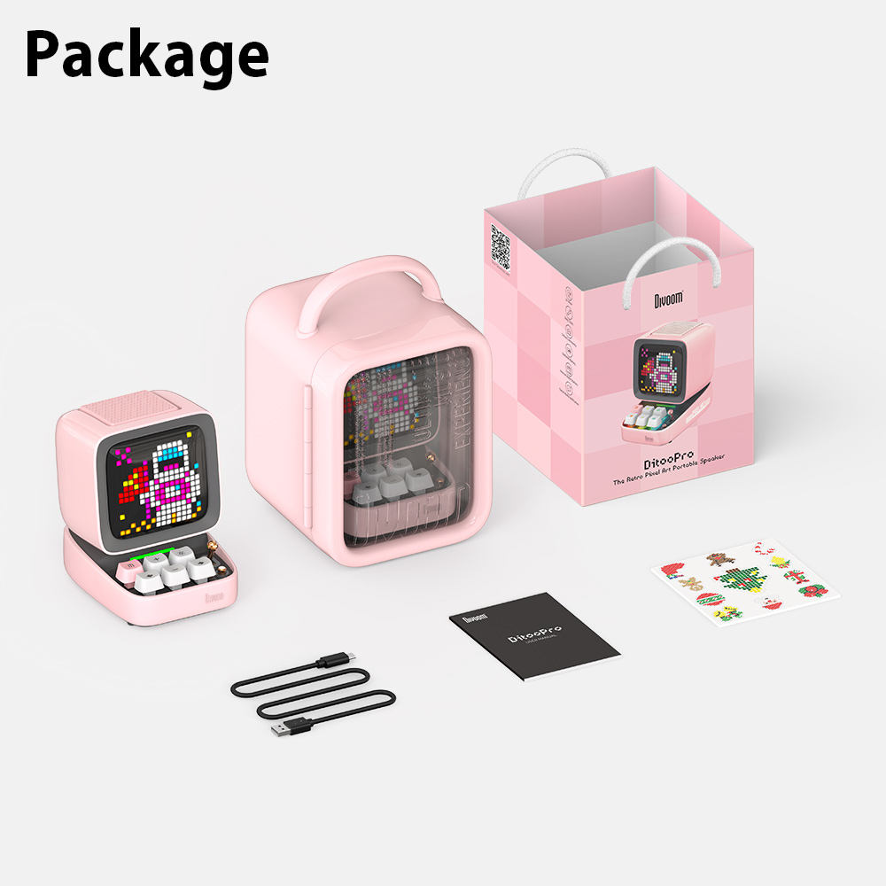 Original Divoom Ditoo Plus Retro Pixel Art Bluetooth Portable Speaker ...