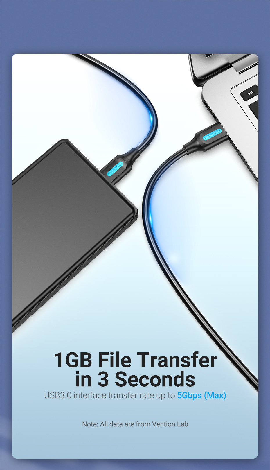 Vention Micro B To USB 3.0 5Gbps Fast Charging 3A Cable for External ...