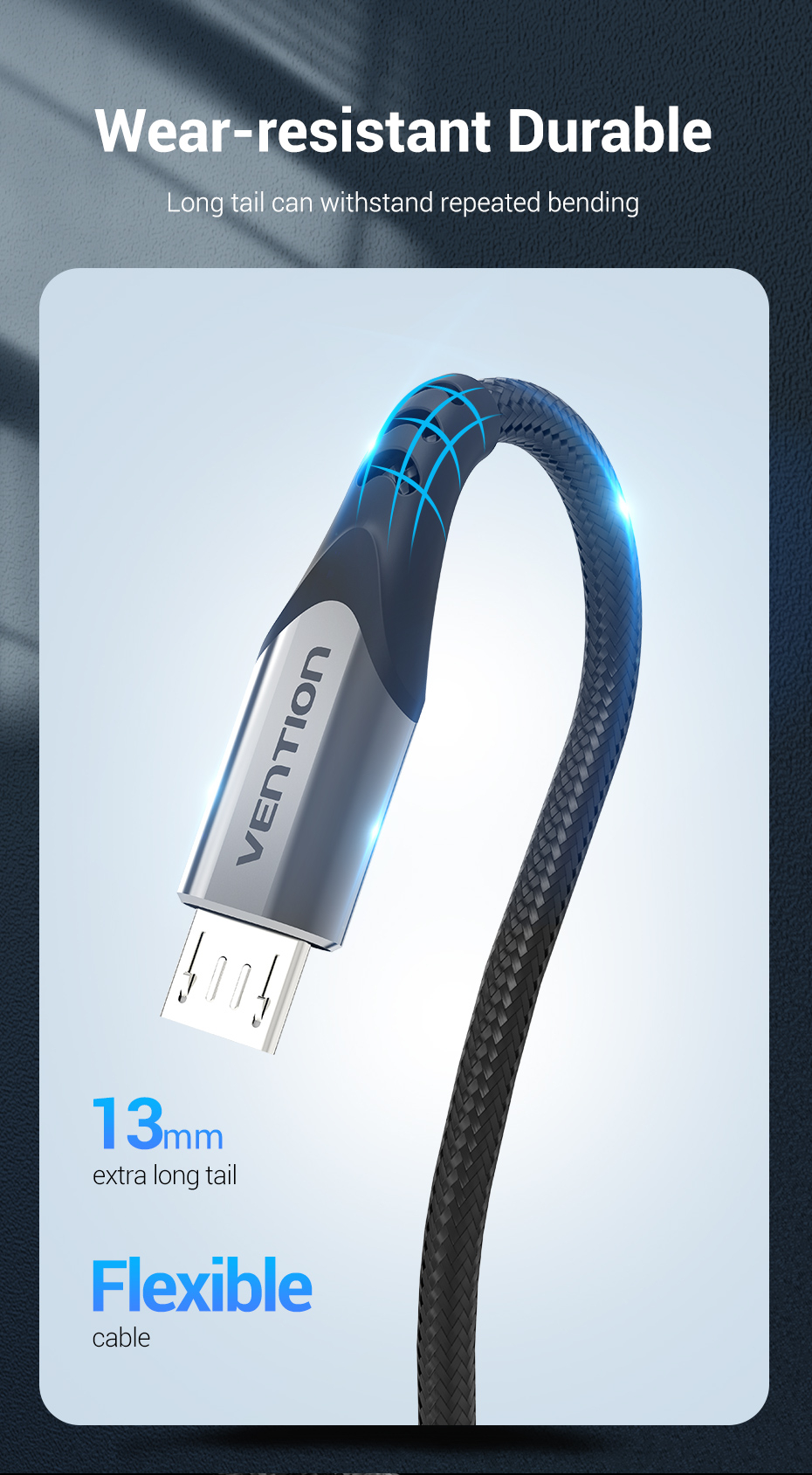 Vention Micro USB 3a Nylon Fast Charging Data Cable For Android Mobile ...