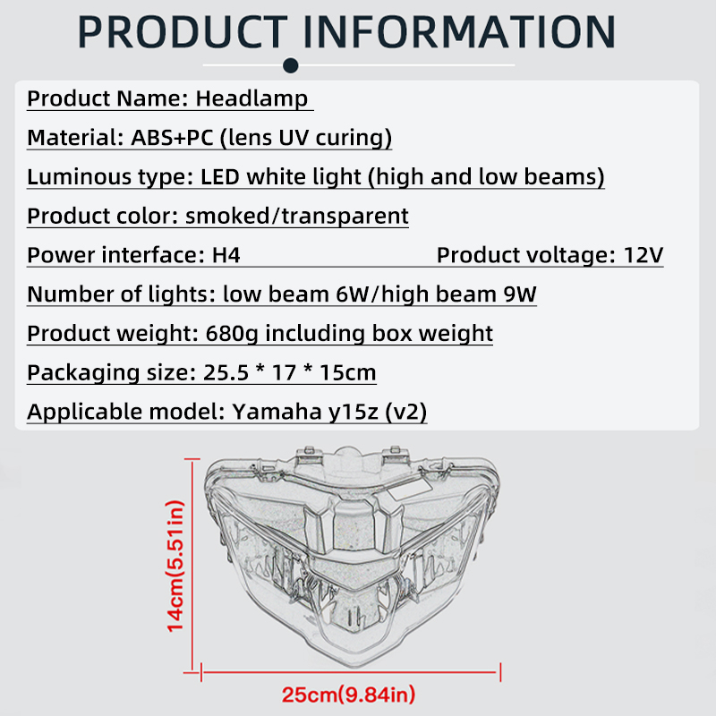 Zhipat YAMAHA Sniper 150 V2 LC135 V2 Y15ZR V2 LC 135 V8 LED HEAD LAMP Smoke/Clear Headlight ...