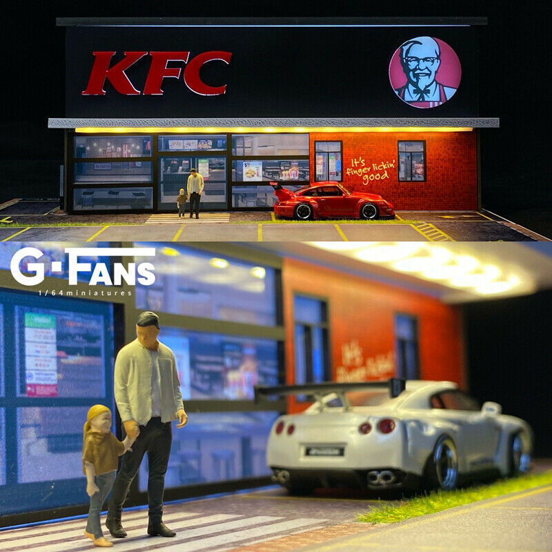 1:64 Scale Diorama Car Garage Model LED Lighting Car Parking Lot Model ...