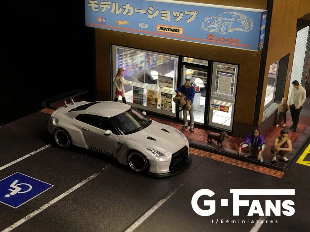 1:64 Scale Diorama Car Garage Model LED Lighting Car Parking Lot Model ...