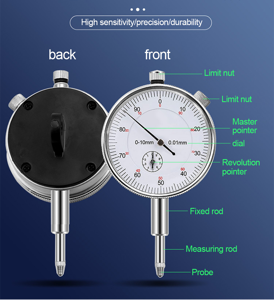 Mini Dial Indicator Gauge 0-10mm 0.01mm High Precision Dial Test ...