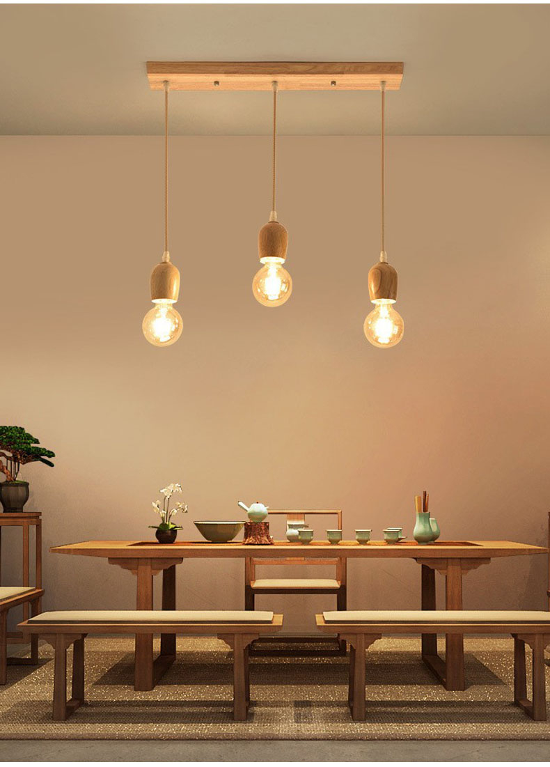 Wooden Drop Ceiling Light Dining Light Bar Counter Light Kitchen ...