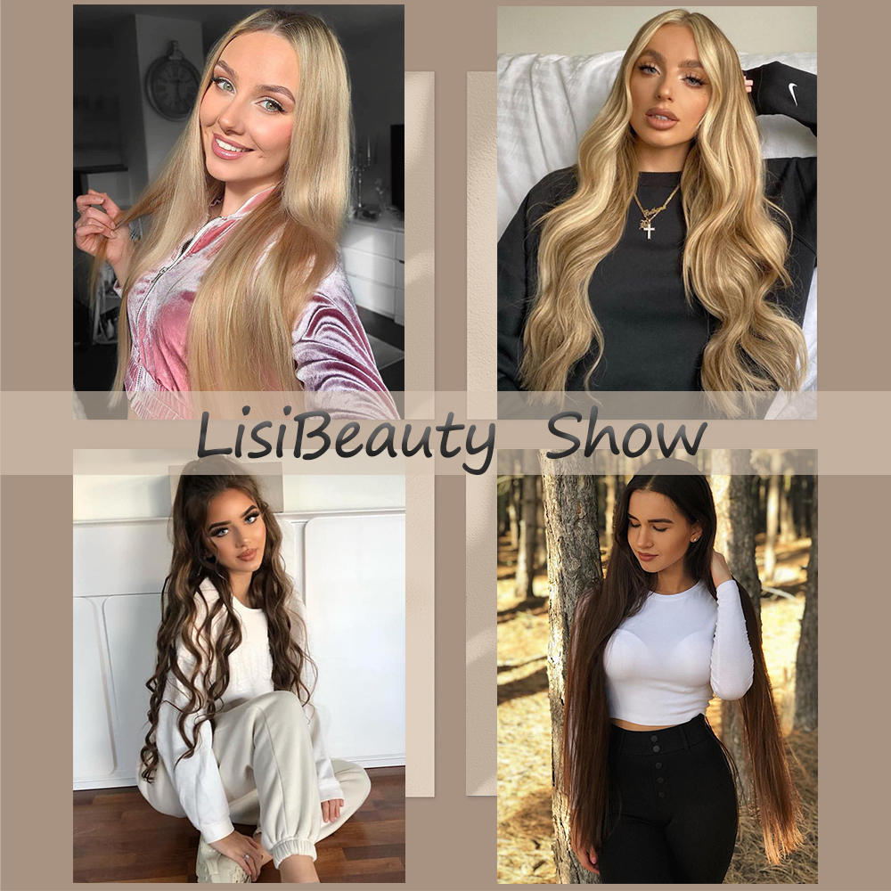 Synthetic 5-clip hair extension wig Long straight/curly wig 65CM Women ...