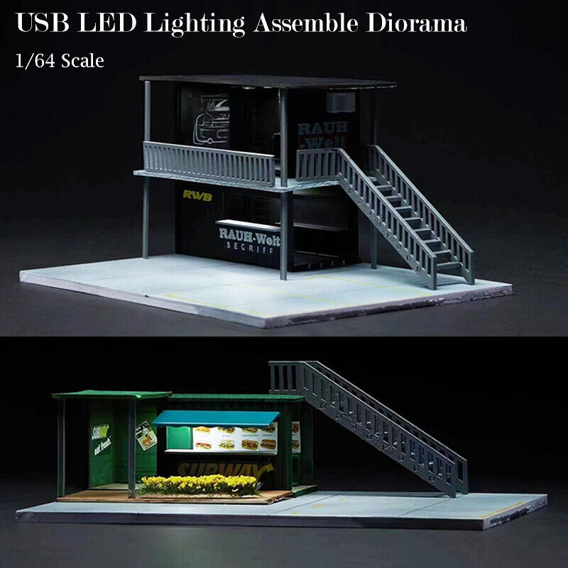 Diorama 1/64 Scale Car Garage Model Single Storey Slab Double Storey ...
