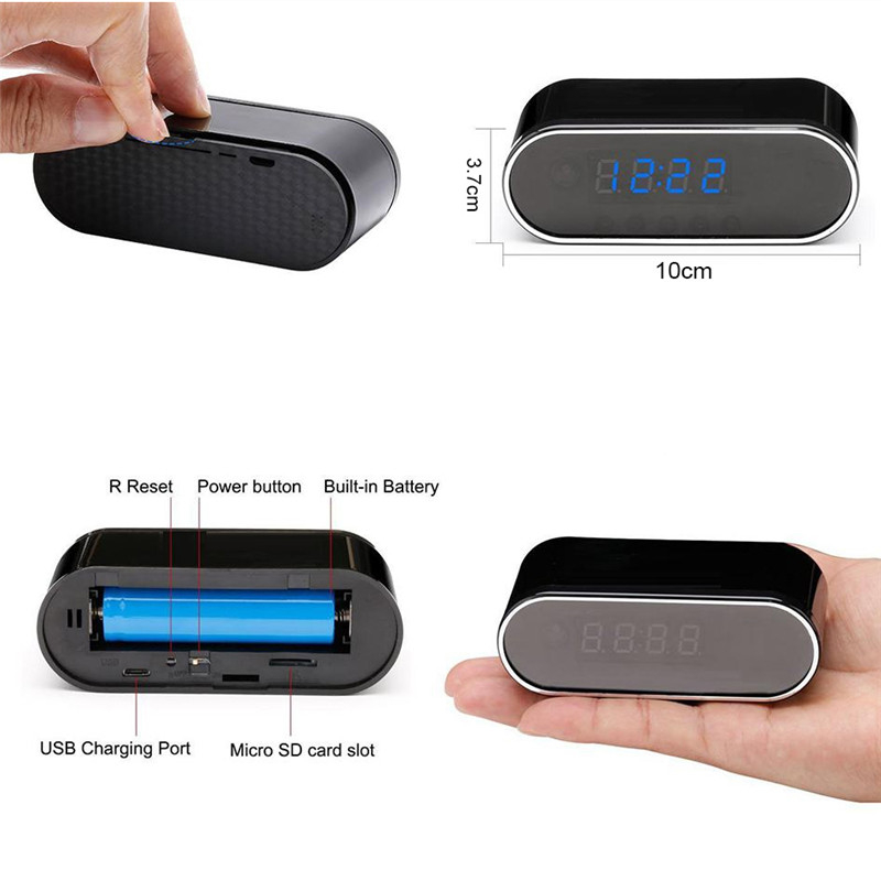 1080P Oculta Mini Camera Clock Wireless WIFI Micro Cam IR Night Alarm ...