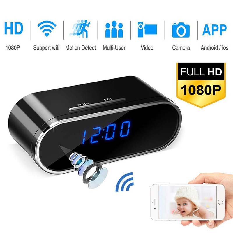1080P Oculta Mini Camera Clock Wireless WIFI Micro Cam IR Night Alarm ...