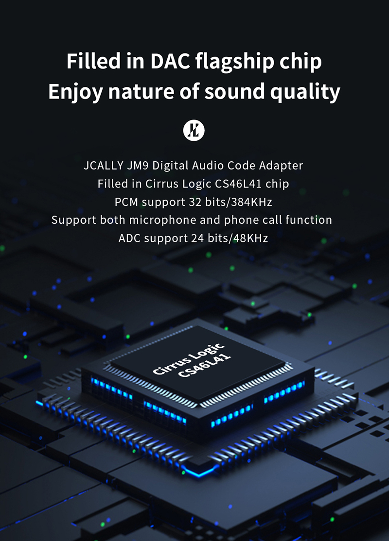JCALLY JM9 Type-C To 3.5mm Adapter Cable DAC Chip CS46L41 For Android ...