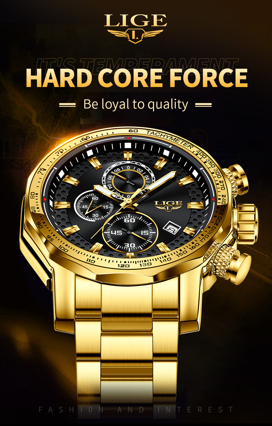 LIGE Men Watch Original Big dial Sport Watch Luxury Men Steel Quartz ...